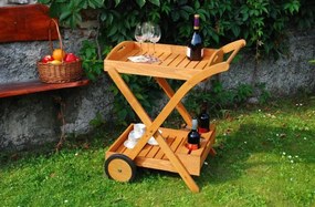 TRADGARD zahradní dřevěný servírovací stolek s kolečky