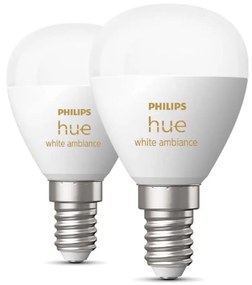 Philips Hue Smart žárovky - Chytrá LED žárovka E14, 5,1 W, stmívatelná, bílé světlo, 2 ks 929003573702