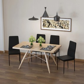 HOMCOM Set 4 čalouněných jídelních židlí z lnu - Moderní kuchyňské židle s vysokým opěradlem a kovovými nohami, nosnost 120 kg, pro obývací pokoj, 41…
