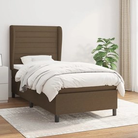 vidaXL Box spring postel s matrací 90x200 cm textil [3128018] Barva: tmavě hnědá