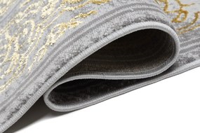 Exkluzivní moderní šedý koberec se zlatým orientálním vzorem Šířka: 80 cm | Délka: 150 cm