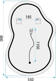 Tutumi Zrcadlo 80x55 cm s vyhříváním a regulovatelným LED osvětlením HOM-01515