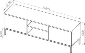 GAB TV stolek QUER RTV 2D, Černá 150 cm