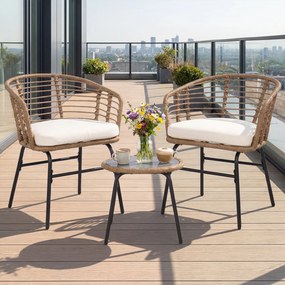 Costway 3-dílný set ratanového zahradního nábytku bistro set pro 2 osob