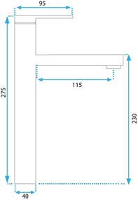 Rea Pixel, vysoká umyvadlová baterie h-285, černá matná, REA-B6214