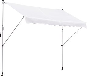 Outsunny Retractable Manual Awning 300x150x170-280 cm - Balkónová Markýza s Nastavitelnou Výškou a Ochrannou Proti Slunci pro Terasu a Zahradu | Aosom