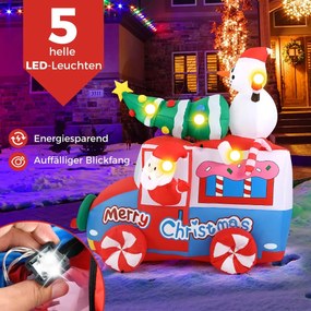 Costway 177 cm nafukovací vánoční dekorace LED Santa Claus v autě Vánoční