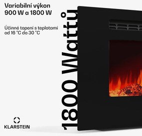 Klarstein Inteligentní elektrický krb Galeras, 2 nastavení teploty, 16 - 30°| Iluze plamene LED, Možnost připojení k IOT