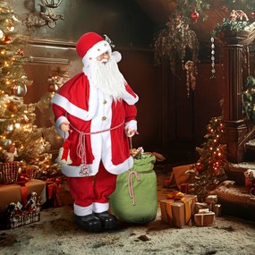 HOMCOM Postava Santa Clause, pohyblivá, se senzorickým zvukem, smích & hudba, 140 cm, červená