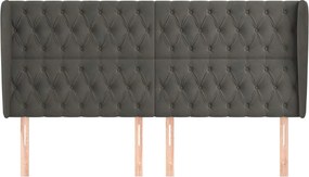 Čelo postele typu ušák tmavě šedé 203x23x118/128 cm samet 3118359