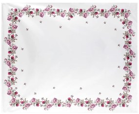 Ubrus s motivem růží, barva bílá, 130x160 cm,100 % polyester.