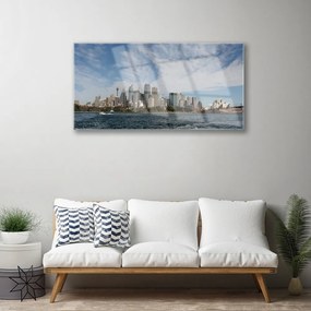 Obraz na skle Město Moře Domy Sydney 125x50 cm