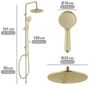 Sprchový set z nerezové oceli v matně zlaté barvě 101 cm Young Line – Wenko