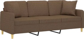 3místná pohovka s polštáři hnědá 180 cm textil 3200920