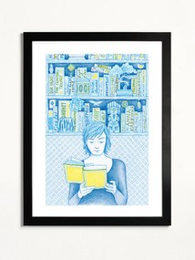 Barbora Brůnová | Čtenářka Rám: Bílý, Velikost: 100 x 70 cm