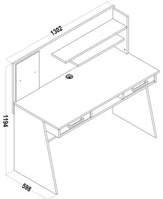 Víceúčelový pracovní stůl Falko - dub rebap/bronz