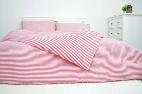 Písecké lůžkoviny Krepové povlečení Pruhy červené 220x240 Zapínání: knoflík, Velikost polštáře: 50x70