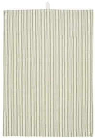 IB LAURSEN Bavlněná utěrka Mads Green Stripes, zelená barva, textil