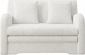 Bílá rozkládací/s úložným prostorem pohovka z textilie bouclé 130 cm Ario – ELTAP