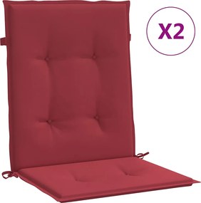 Podušky na židli nízké opěradlo 2 ks vínové 100x50x3 cm oxford 314140