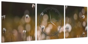 Obraz - Louka s cottongrass N⁰2 (s hodinami) (90x30 cm)