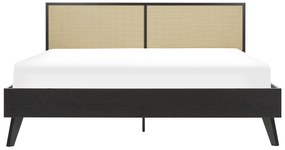 Ratanová postel 180 x 200 cm černá MONPAZIER Beliani