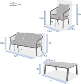 Hliníková sestava pro 5 osob COLUMBIA (antracit)