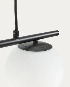 Bílé/černé kovové závěsné svítidlo se skleněným stínidlem Brisia – Kave Home