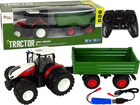 LEAN Toys RC traktor s přívěsem 1:24 červeno-zelený