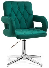 LuxuryForm DESIGN Otočná židle BOSTON VELUR na stříbrném kříži - zelená