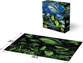 PRIME 3D Svítící PUZZLE - Neonové puzzle Žralok 500 dílků | BIANO