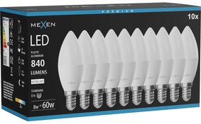 Mexen Nova 10x LED žárovka E14, C37, 8W, Neutrální - 4000K, 840 lm - L102-E14-0840-01x10