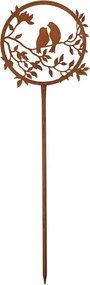 Rustikální rezavý zápich s ptáčky Bird Rust - 32*1*60 cm