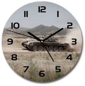 Wallmuralia Skleněné hodiny kulaté Tank na poušti fi 30 cm