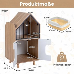 Costway 3 v 1 Dům pro kočky ve tvaru domečku Moderní skříň pro kočky