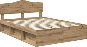 Rám postele Umělecký dub 150 x 200 cm Masivní borové dřevo 3412888