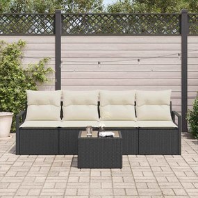 Set pohovek 5 ks 4-Počet míst Černá a krémová polyratan 3346247