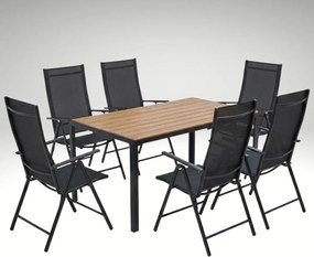 Vikio Zahradní set 140x80 pro 6 osob skládací židle V136-P2 přírodní