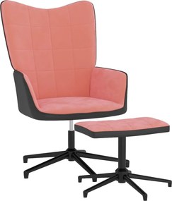 vidaXL Relaxační křeslo se stoličkou samet a PVC [327843] Barva: Růžová