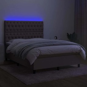 Box spring postel s matrací a LED taupe 140x200 cm textil 3135121