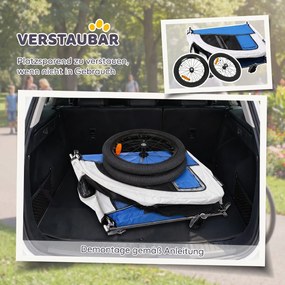 PawHut 2-v-1 přívěs pro psy na kolo Skládací psí kočárek pro malé a střední psy do 20 kg, světle šedý