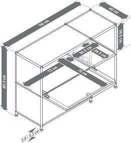 Tchibo - Kovová odkládací skříňka »Cn3« se 2 výklopnými dvířky - barva: šedá