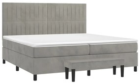 Box spring postel s matrací světle šedá 200x200 cm samet,  3137983