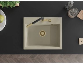Mexen Oscar, 1-komorový granitový dřez 580x490x205 mm, béžová, 6519581000-69-G