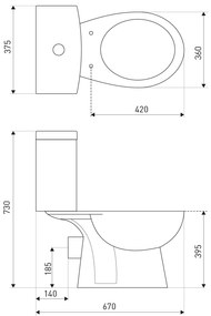 Novoterm WC kombi NV-Tetra se zadním odpadem a SoftClose sedátkem