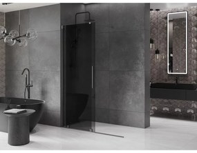 Mexen Velar, sprchová zástěna s posuvnými dveřmi Walk-in 130 x 200 cm, 8mm šedé sklo, grafit broušený, 871-130-000-43-66