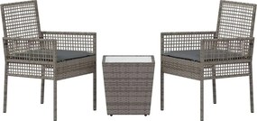 Zahradní bistro set 3 ks Šedá polyratan 3334957