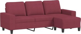 3místná pohovka s podnožkou vínová 180 cm textil 3201157