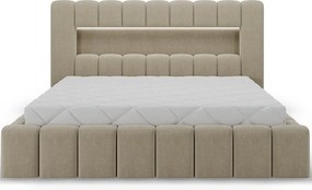 Béžová čalouněná dvoulůžková postel s úložným prostorem s roštem 180x200 cm Lamica – ELTAP