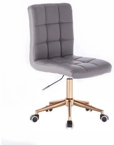 LuxuryForm DESIGN Otočná židle TOLEDO na zlaté podstavě s kolečky - šedá